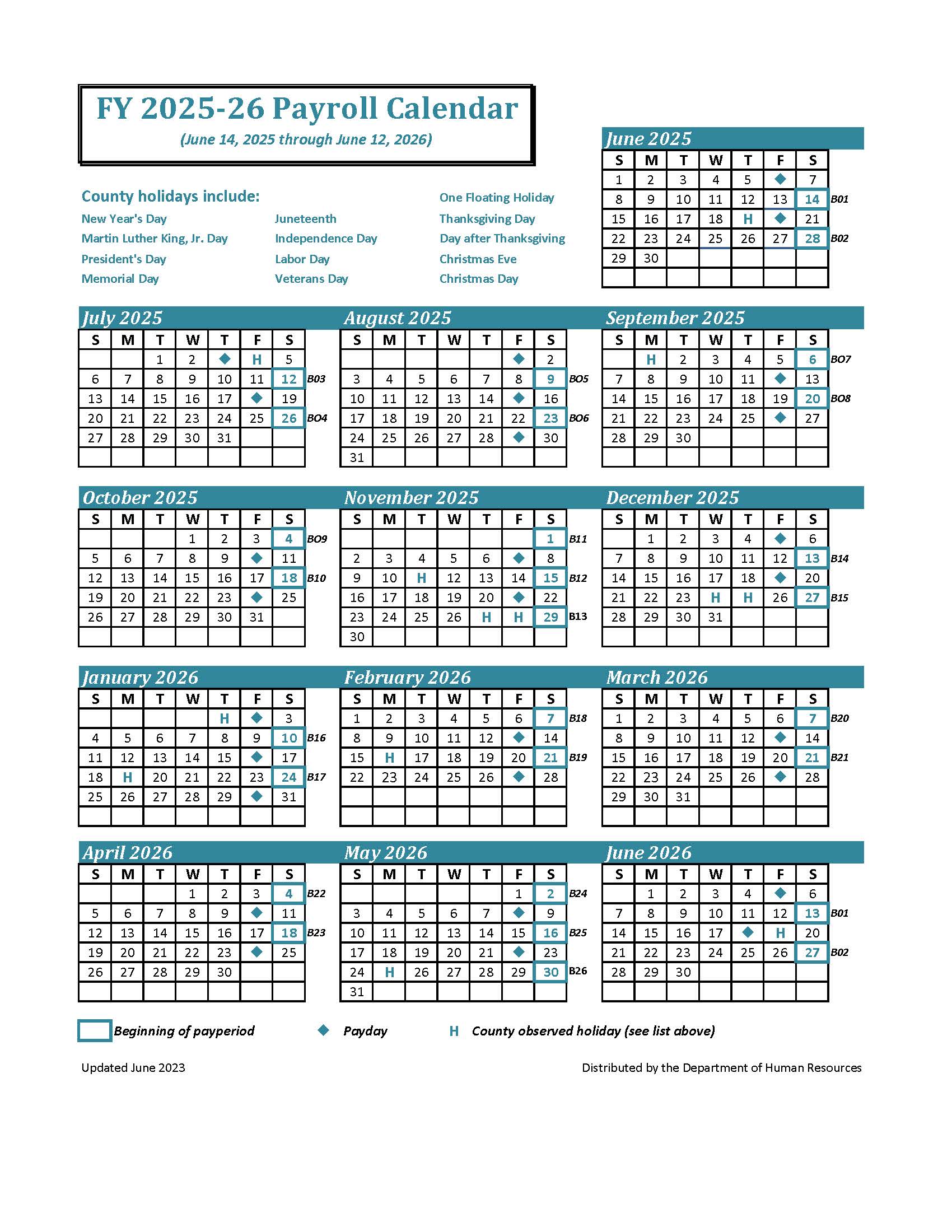 Payroll Calendars - Henrico HR